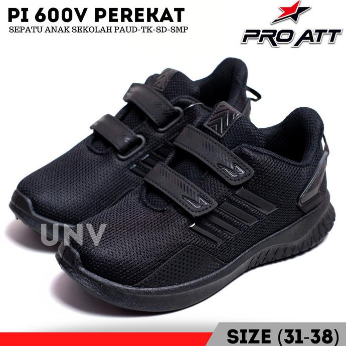 Jual sepatu sekolah anak laki perempuan PRO ATT PI 600 V hitam full polos | Shopee Indonesia