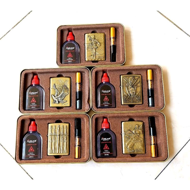 Jual Korek Api Mancis 1 Set Minyak plus Pipa Motif Timbul dan Polos ...