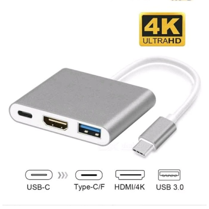 Jual TOP PRODUCT" USB Type C3.1 to 3in1 Type C/F HDMI-USB Adapter ...