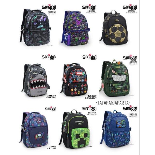 Jual Tas ransel Smiggle anak cowo ukuran SD / Tas Ransel Smiggle For ...