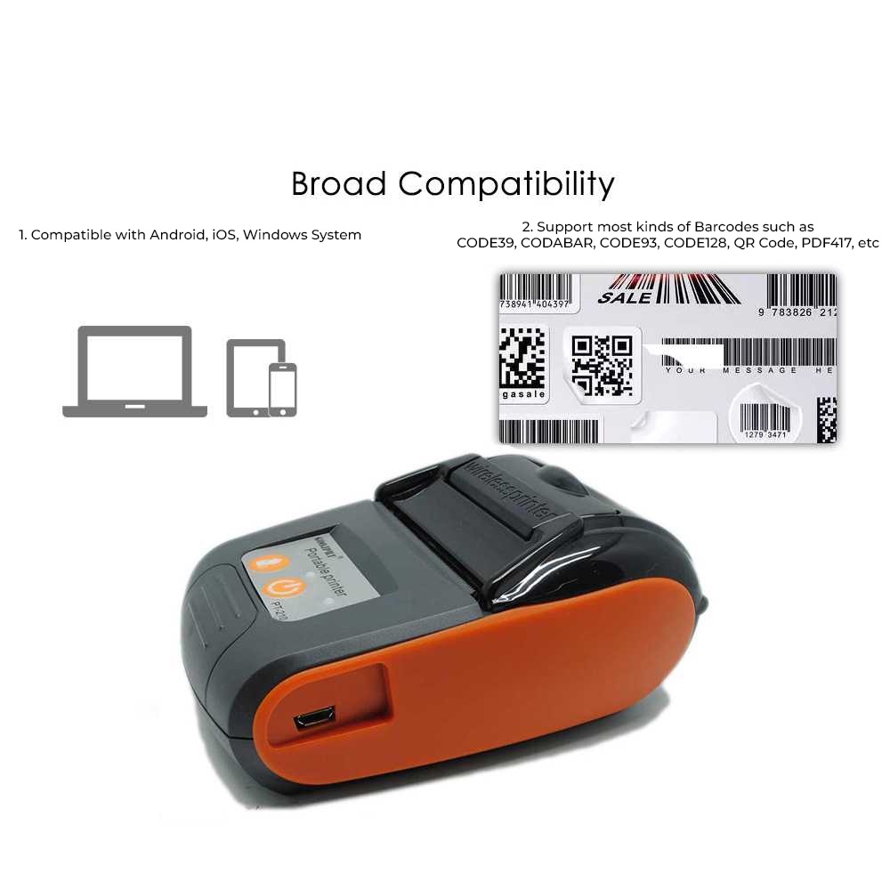 Jual GOOJPRT POS Bluetooth Thermal Receipt Printer 58mm - PT210 - Black/Orange | Shopee Indonesia