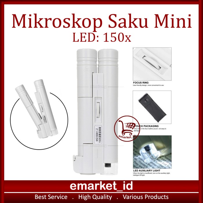 Jual MIKROSKOP SAKU MINI LED 150X AG35 / MICROSCOPE PORTABLE LAMPU ZOOM ...