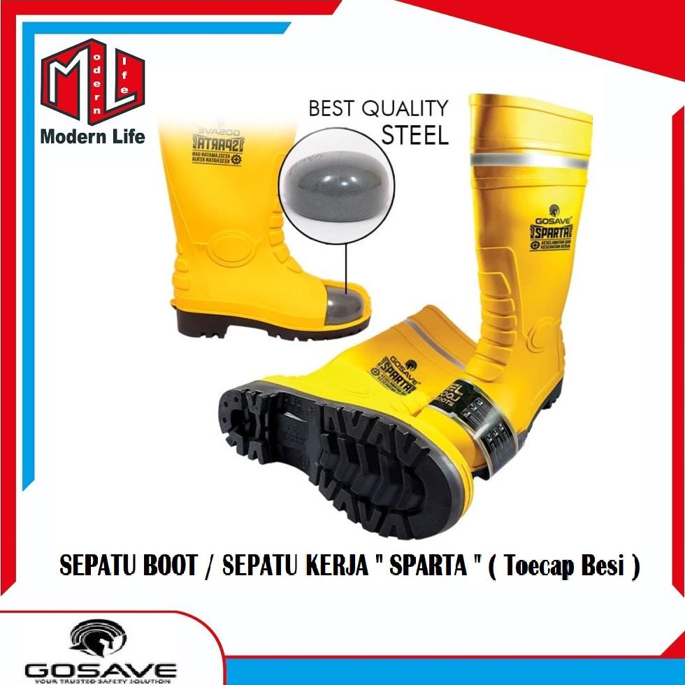 Jual New Sepatu Boot Safety Kerja Rubber Gosave Sparta With Steel Toe ...