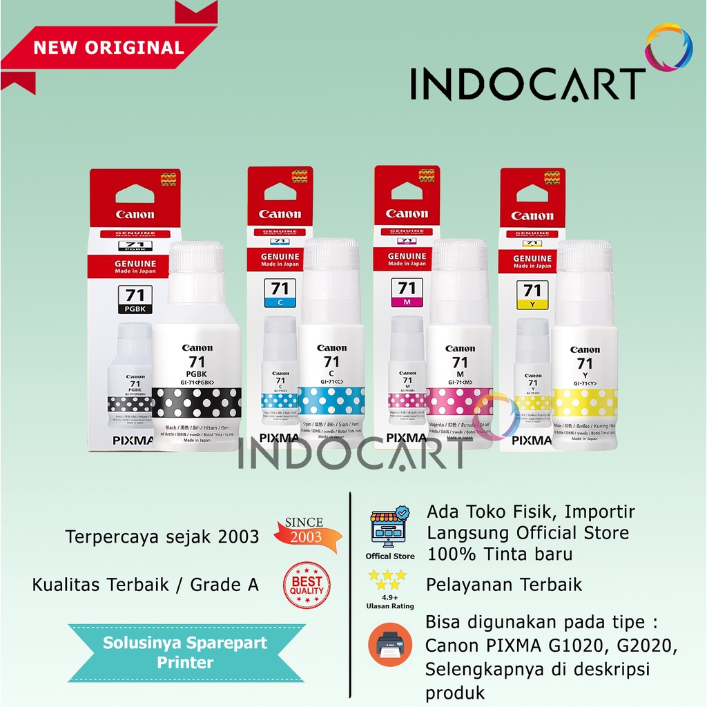 Jual Tinta Original GI 71 GI71 Untuk Printer Canon PIXMA G1020 G1730 ...