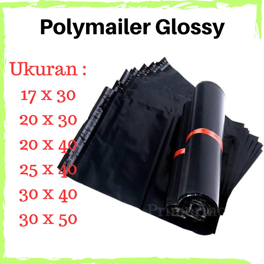 Jual (1 PCS) Plastik Polymailer Hitam Glossy LDPE ECERAN / Kantong Plastik Packing Online ...