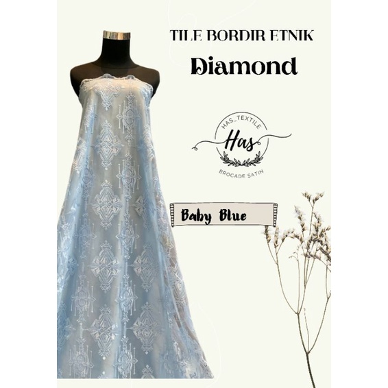 Jual Bahan Kain Brokat Tile Etnik Keraton Diamond Warna Baby Blue Biru ...