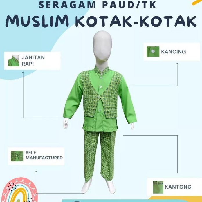 Jual Original SERAGAM TK/PAUD MUSLIM KOTAK-KOTAK BAJU TK/PAUD MUSLIM ...