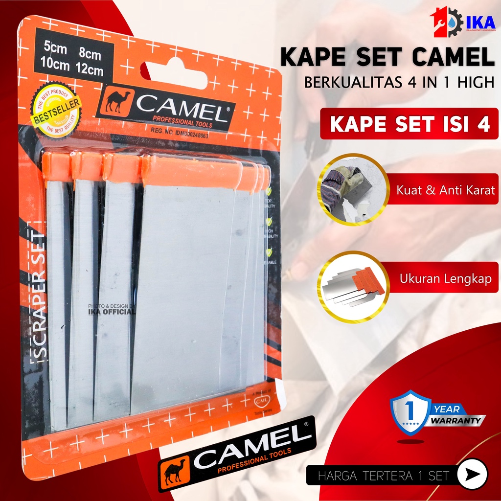 Jual Skrap / kape / scraper Plat set isi 4 pcs CAMEL Original - Kape ...