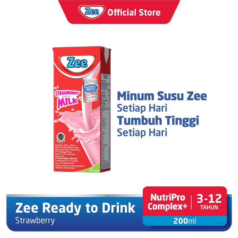 Jual Zee UHT Strawberry Milk Shake 185ml | Shopee Indonesia