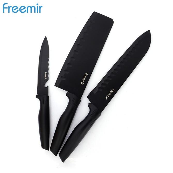Jual Freemir Set Pisau Dapur Stainless Steel 3 Pcs - Hitam | Shopee ...