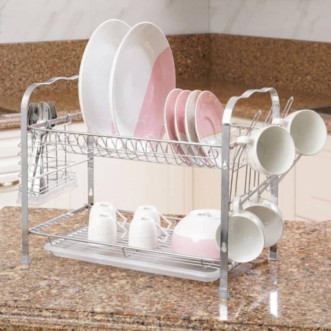 Jual Rak Piring Sendok Gelas 2 Susun Besi Informa Dishrack Mug Gelas ...