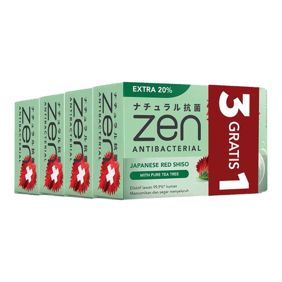 Jual Zen Antibacterial Sabun Mandi Shiso and Tea Tree 4 x 70 g | Shopee ...