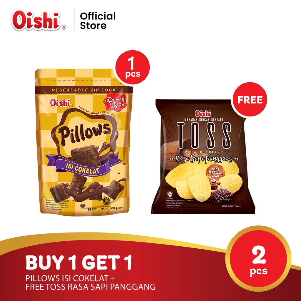 Jual Buy 1 Get 1 (Pillows Isi Cokelat + Free Toss Rasa Sapi Panggang ...