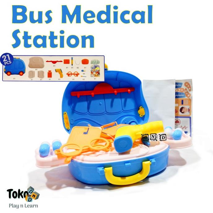Jual Mainan Anak Bus Medical Station Doctor Play Set Koper Alat Dokter ...