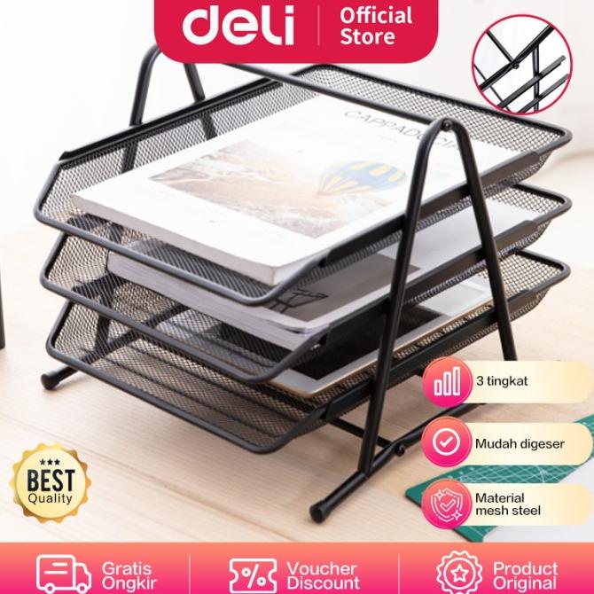 Jual Deli E9181 File Tray/Tray Dokumen-3-Tier Mesh File Tray | Shopee ...