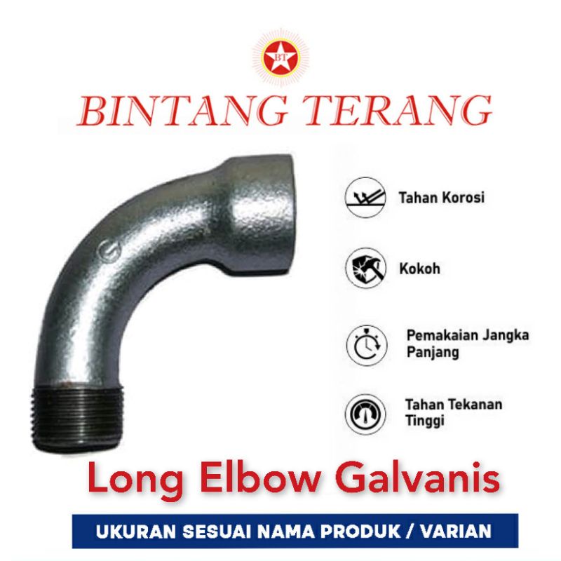 Jual Long Elbow besi Galvanis 11/2" / Bok Keni Besi Galvanis 11/2 ...