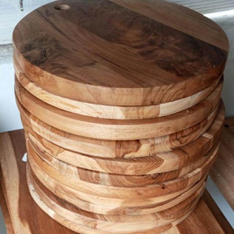 Jual Talenan Kayu Jati Bulat Diameter 25Cm Wooden Cutting Board Talenan ...