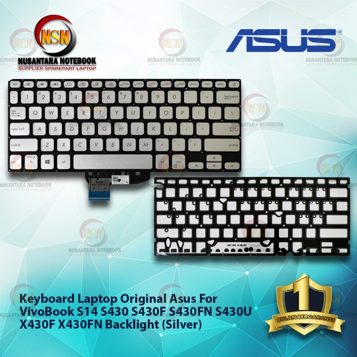 Jual Keyboard Original Laptop Asus VivoBook S14 S430 Backlight (Silver ...