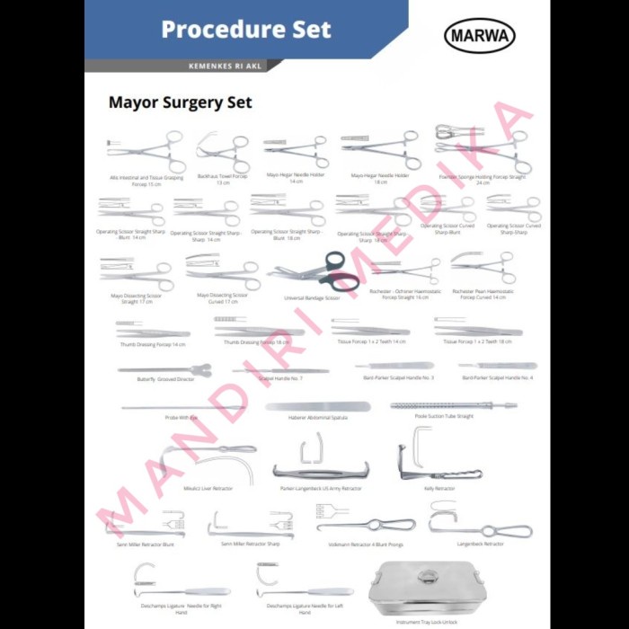 Jual Mayor Surgery Set + Box Instrument Stainless Original Marwa ...