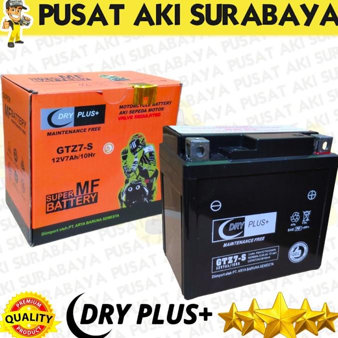 Jual ORIGINAL AKI DRYPLUS GTZ7S 12 VOLT 7 AMPER UNTUK MOTOR FAZZIO GSX R150 | Shopee Indonesia