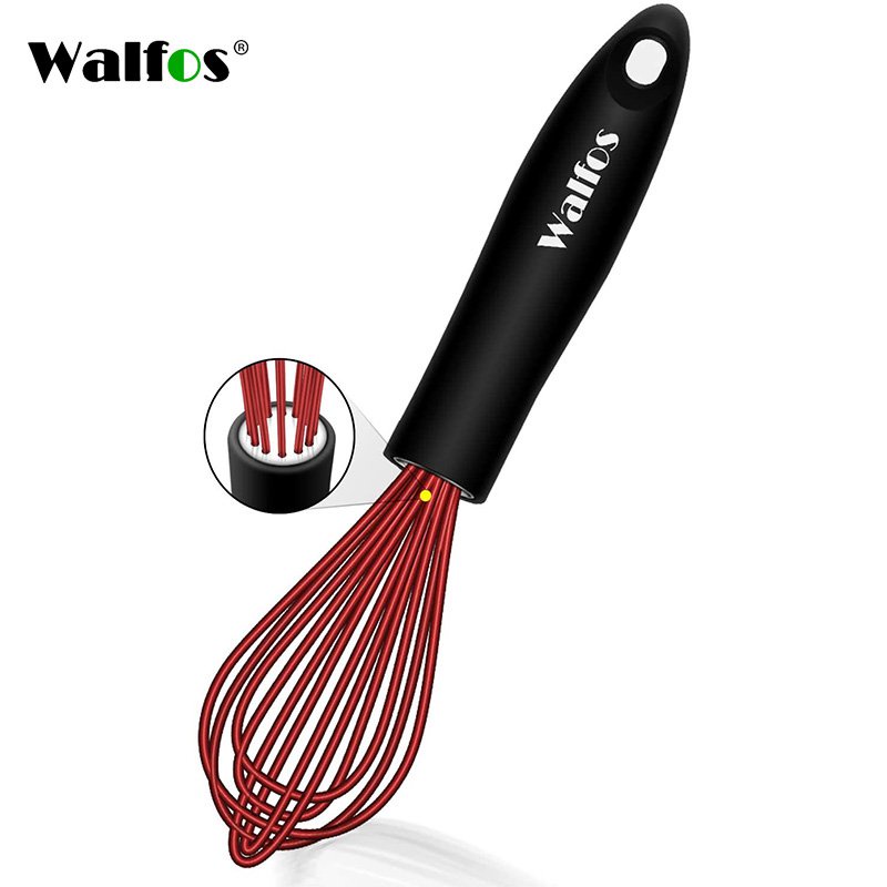 Jual &Walfos 8.5" Red Silicone Whisk Stainless Steel Wire Whisk Heat ...