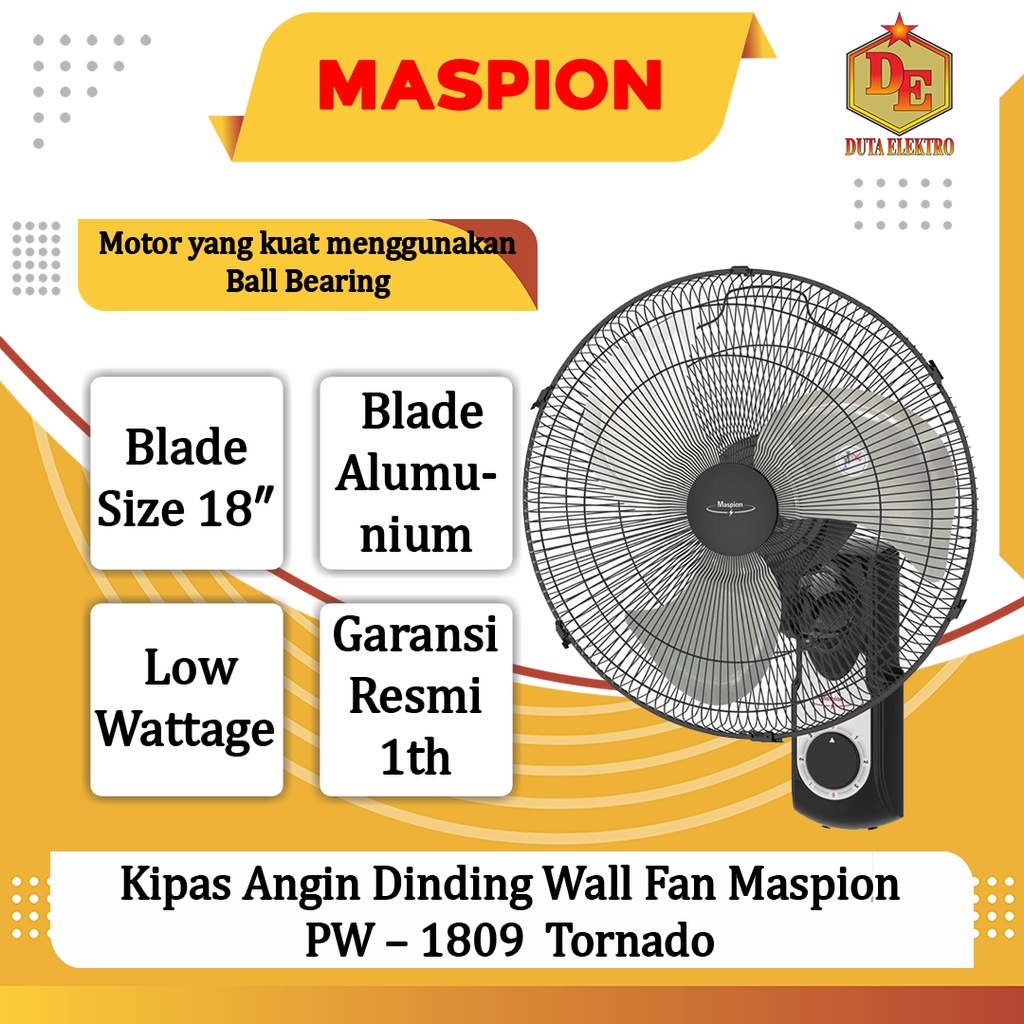 Jual Kipas Angin Dinding Maspion PW 1809 Tornado Wall Fan | Shopee ...