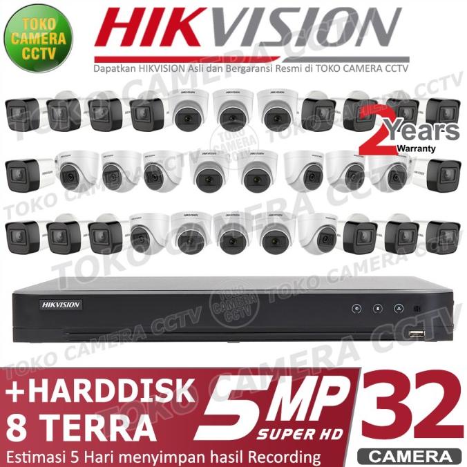 Jual PAKET CCTV HIKVISION 5MP 32 CHANNEL HDD 8TB | Shopee Indonesia