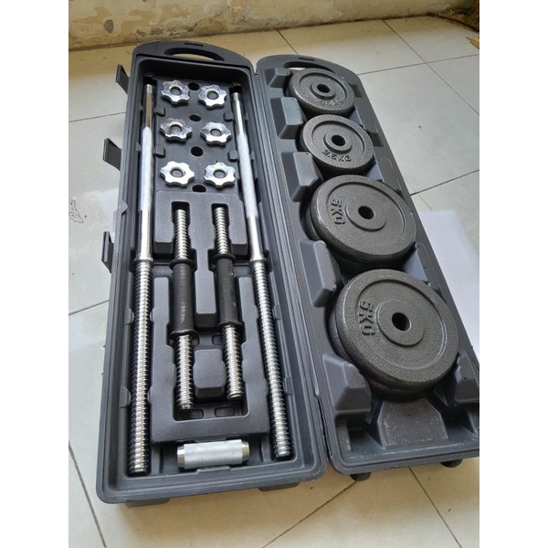 Jual Barbel Steel/Besi Set Box koper 50kg crom black Perlengkapan Gym ...
