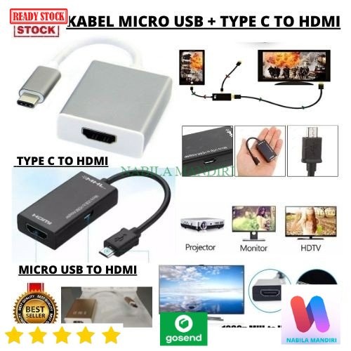Jual Kabel Adapter Konektor Converter Micro Usb Dan Type C Ke Hdmi Mhd ...