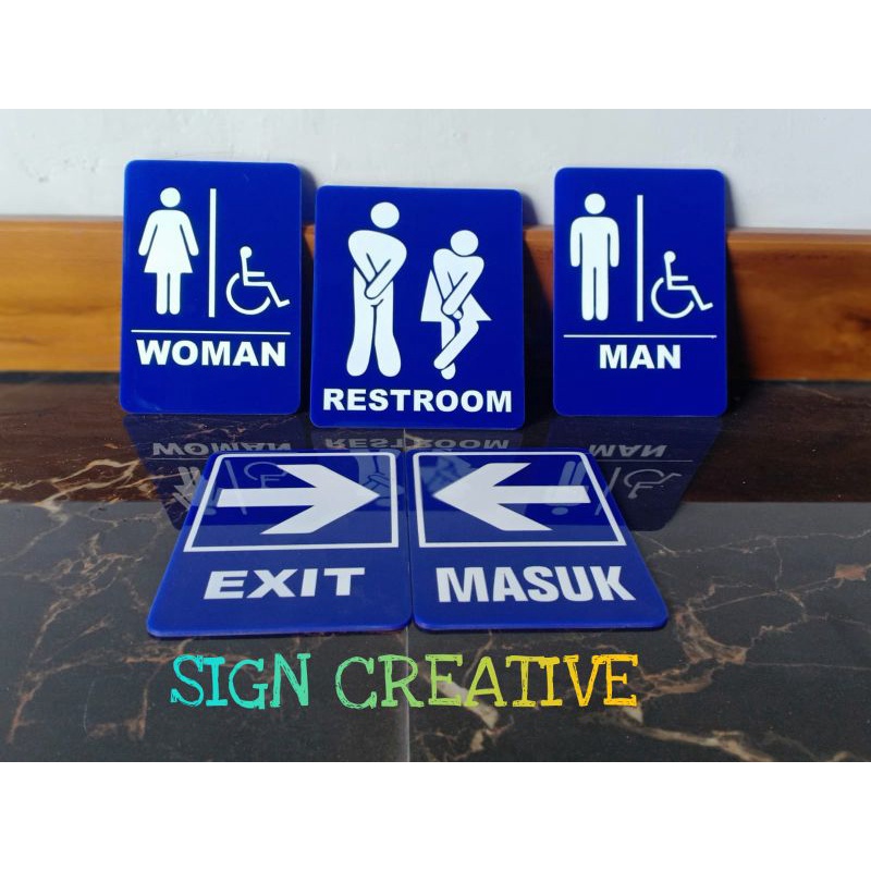 Jual SIGNAGE AKRILIK / Papan penanda Restroom/exit/masuk/woman/man ...