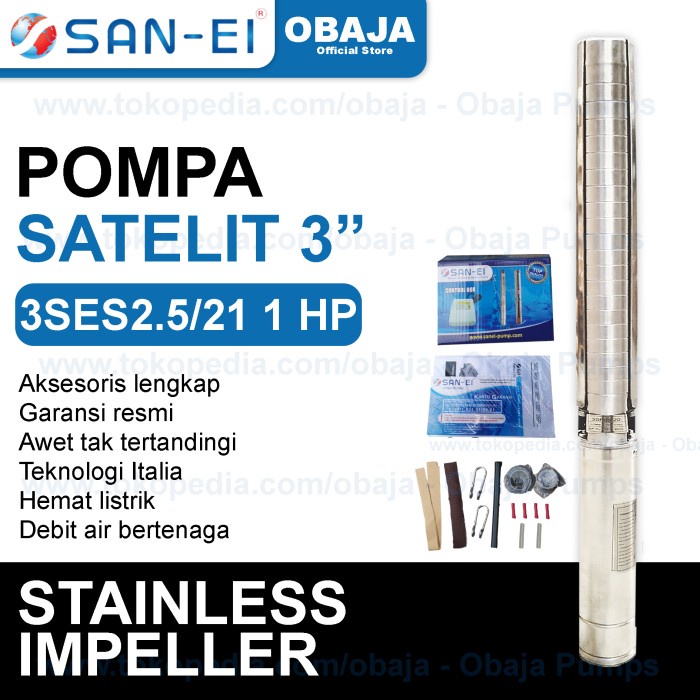 Jual Pompa Satelit Stainless 3 inch 1HP San Ei (Submersible Pump 3"1 HP) | Shopee Indonesia