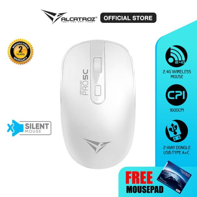 Jual Mouse Wireless Alcatroz Airmouse Pro 5C Silent Click Wireless Mouse | Shopee Indonesia