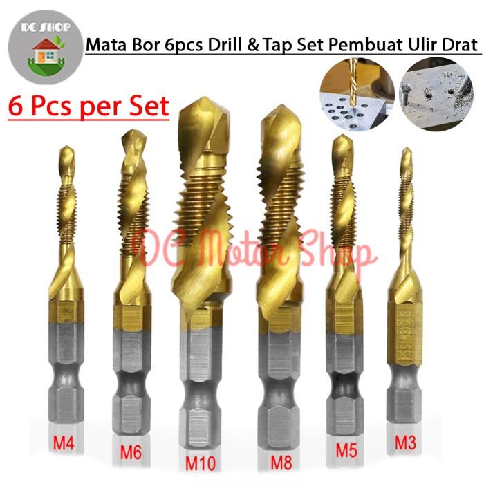 Jual Mata Bor 6PCS Drill and Tap Set Pembuat Ulir Drat Twist Spiral ...