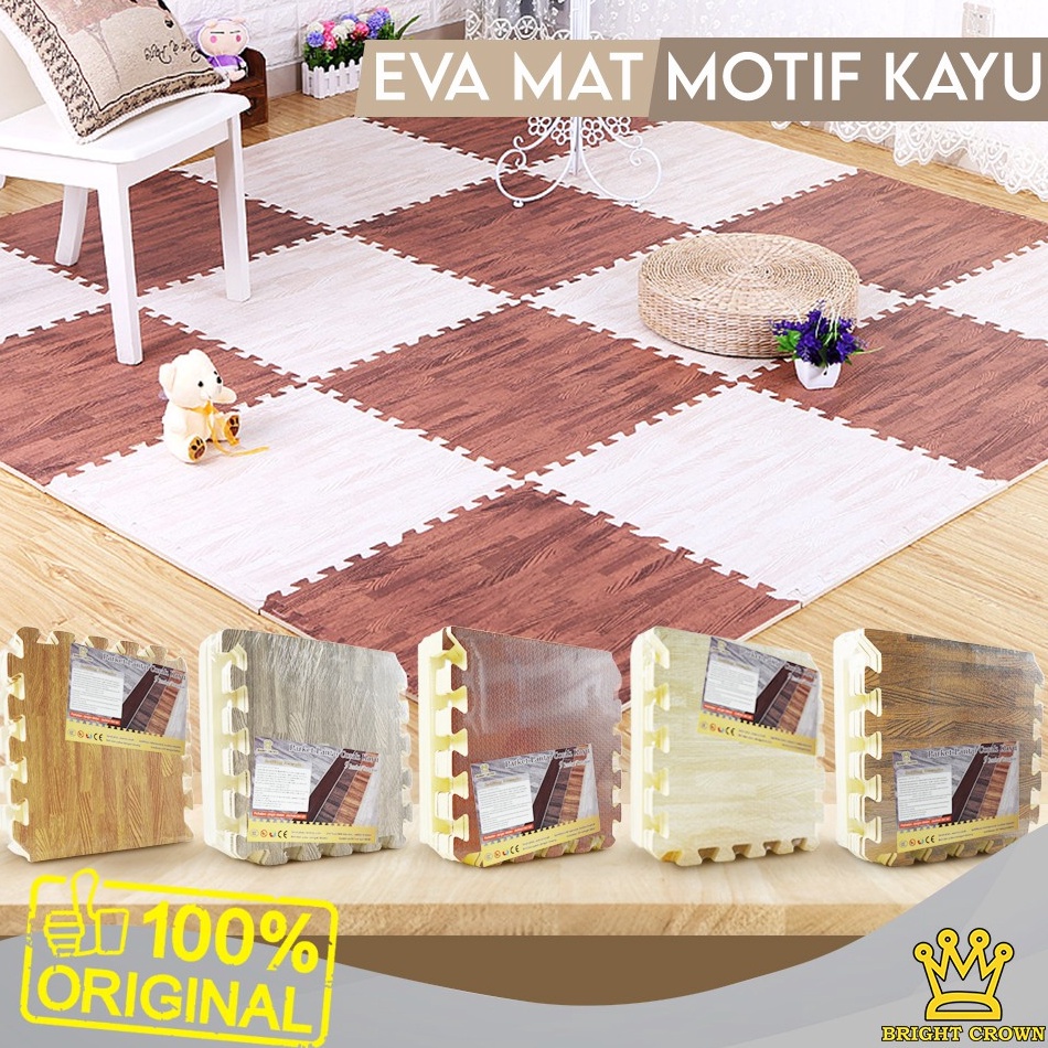Jual Murah!.. Bright Crown Matras EVAMAT Puzzle Motif Kayu Eva Wood ...