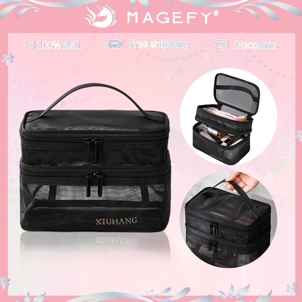 Jual MAGEFY Mesh Cosmetic Bag Mesh Makeup Bags Cosmetic Pouch Makeup ...