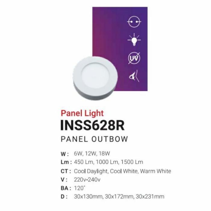 Jual Inlite Lampu Plafon Downlight Panel Bulat Outbow 6W/12W/18W Inss ...
