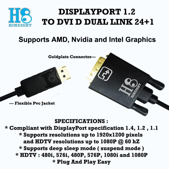 Jual 2M Aktif Kabel Display Port To Dvi D 24+1 Dual Link Hineight ( H8 ...