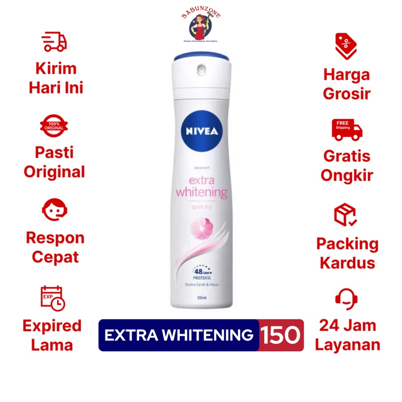 Jual Deodorant Spray Nivea Extra Whitening 150 ml | Shopee Indonesia