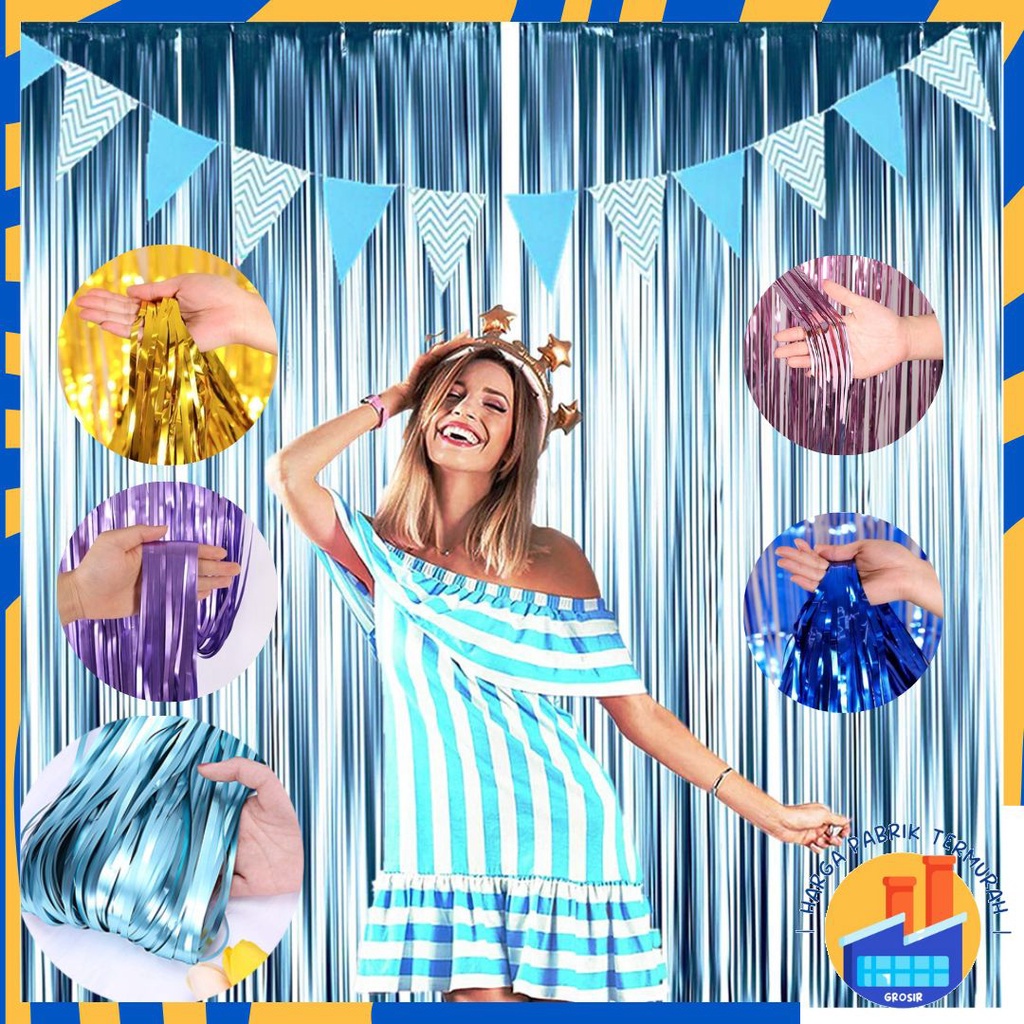 Jual HPT Tirai Pesta Ulang Tahun Tirai Rumbai Plastik Chrome Foil 99 x ...