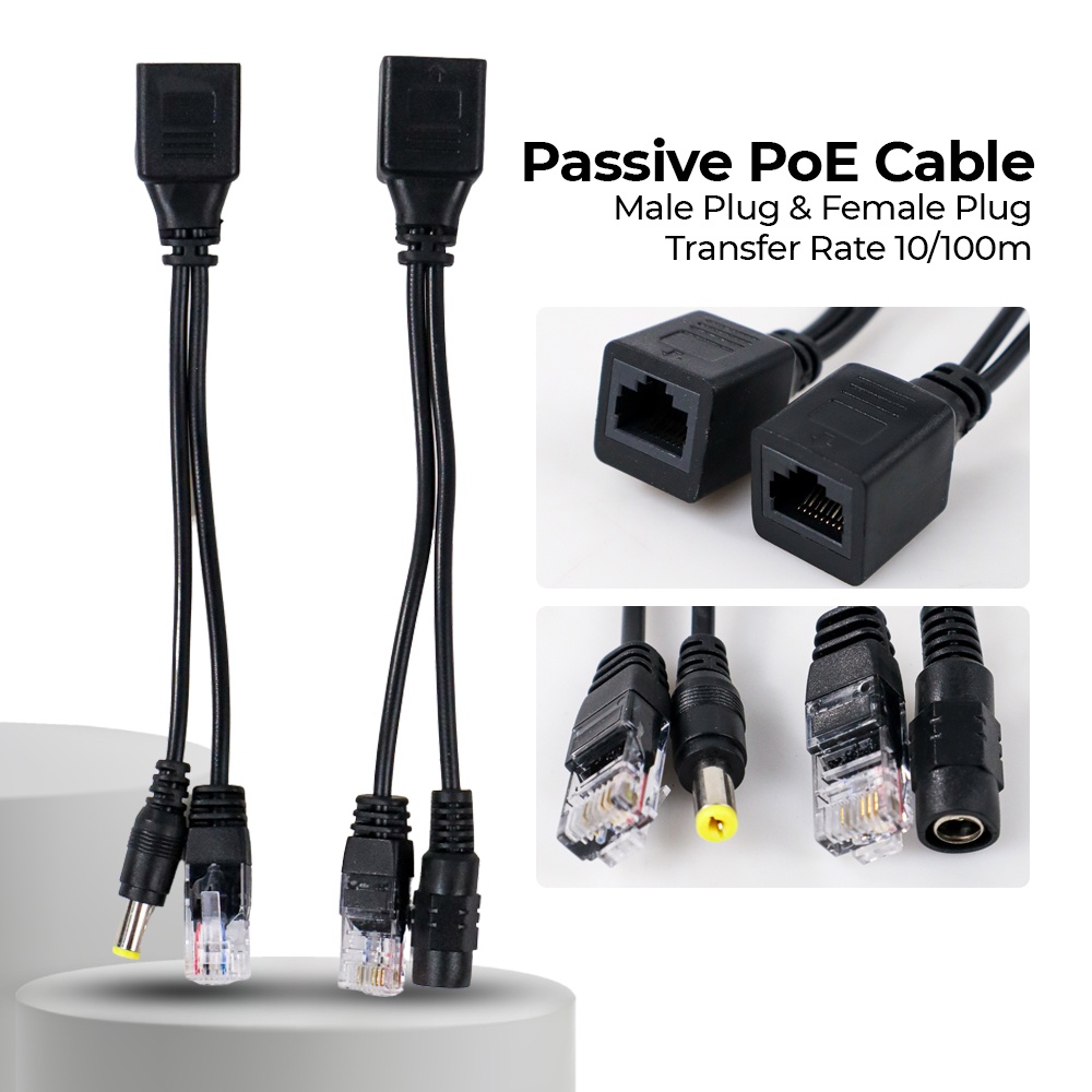 Jual Power Over Ethernet Cable with Male & Female Power Plug - Warna ...