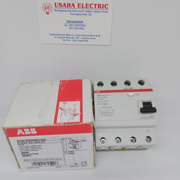 Jual Elcb 4P Abb Fh204 Ac-40A/0,03Ma Original | Shopee Indonesia