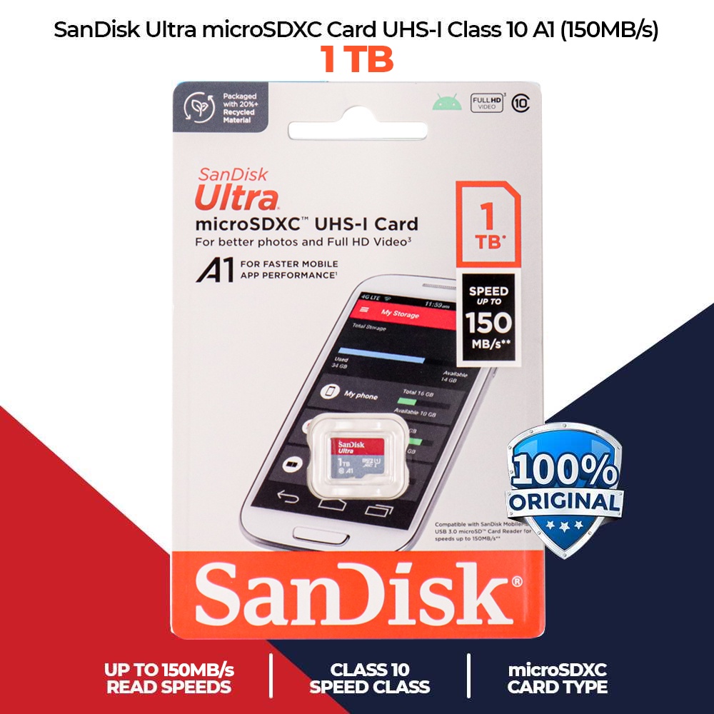 Jual Ultra microSDXC Card UHS-I Class 10 A1 (150MB/s) 1TB | Shopee ...