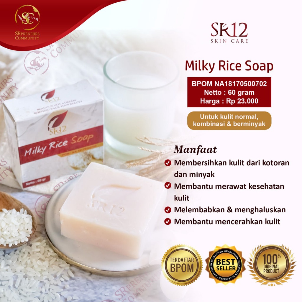 Jual SR12 MILKY RICE SOAP / SABUN BERAS SUSU / SABUN HERBAL | Shopee ...