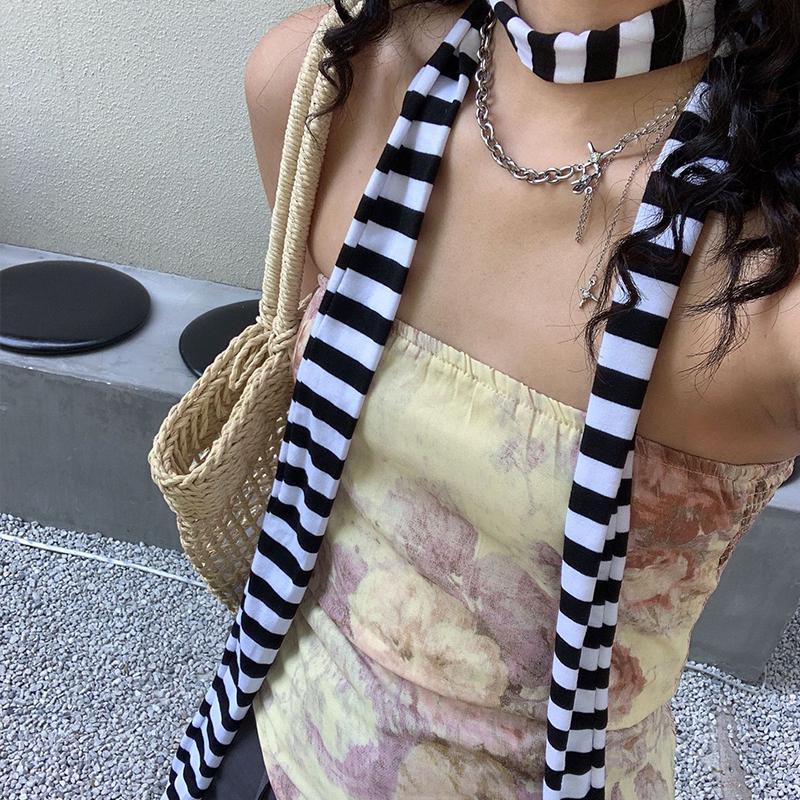 Jual Harajuka Scarf JK Knitted Women Punk Korean Striped Y2K Simple ...