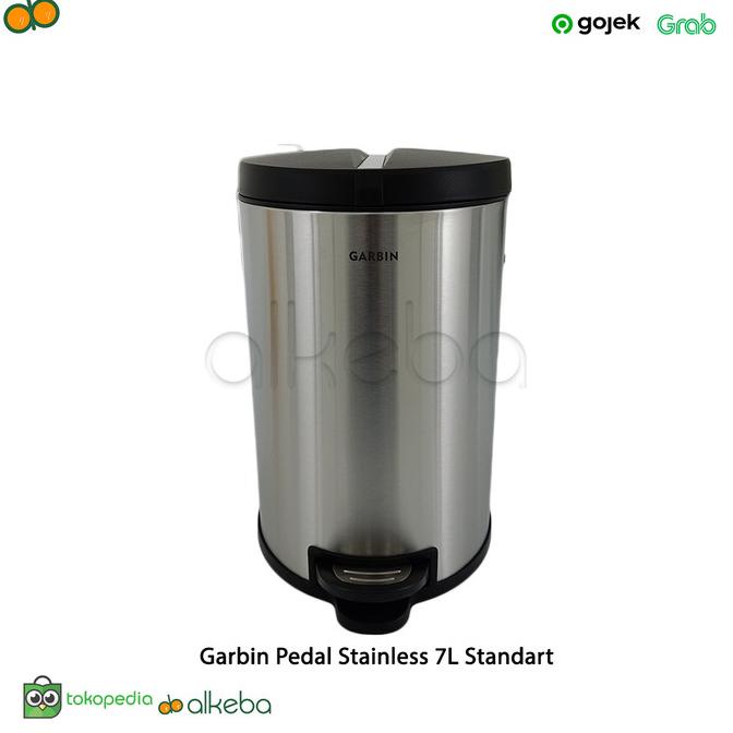 Jual Tempat Sampah Stainless 7 Liter tutup standar - Injak Pedal Garbin | Shopee Indonesia