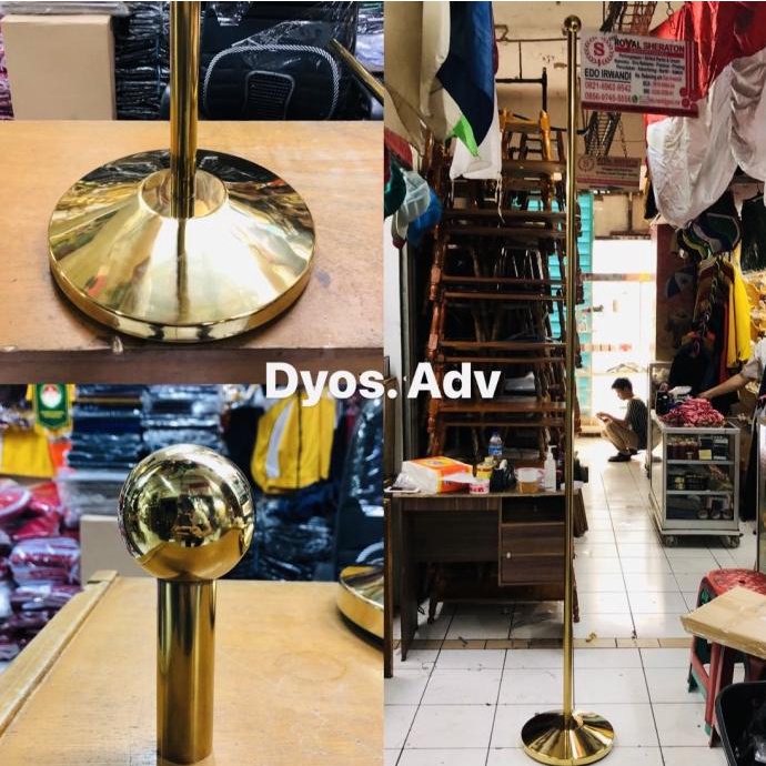 Jual tiang pataka bendera tiang kuningan ruangan tinggi 2,5 meter ...