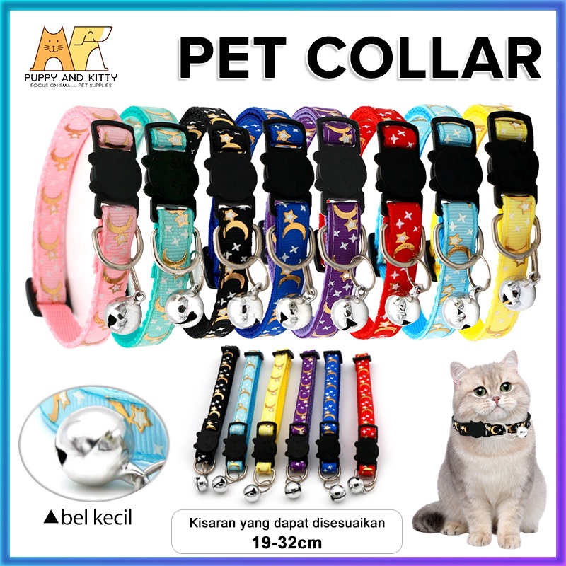 Jual Kalung Kucing Anjing Cetakan bintang Lonceng Pet Cat Collar ...