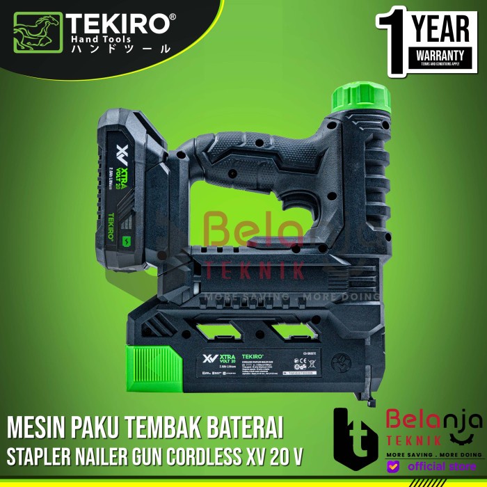 Jual Tekiro Stapler Nailer Gun Cordless XV 20 V Mesin Paku Tembak Baterai keren | Shopee Indonesia