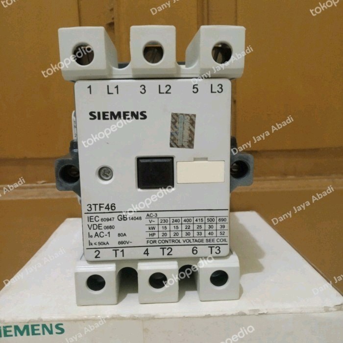 Jual Kontaktor 80A 220V Siemens 3Tf46 22-Oxpo Contactor 3Phase 2No 2Nc ...