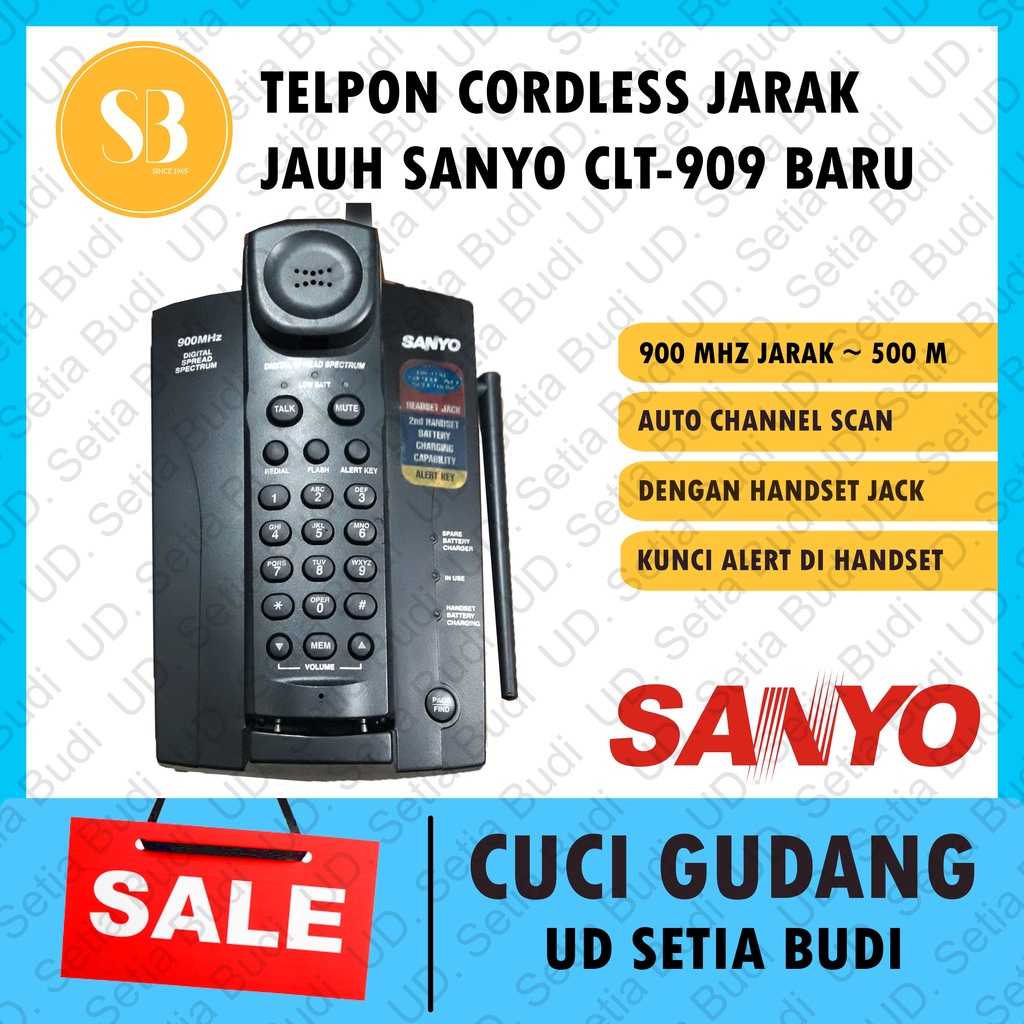 Jual Telepon Cordless / Wireless Rumah Jarak Jauh 900 MHz Sanyo CLT 909 Baru | Shopee Indonesia